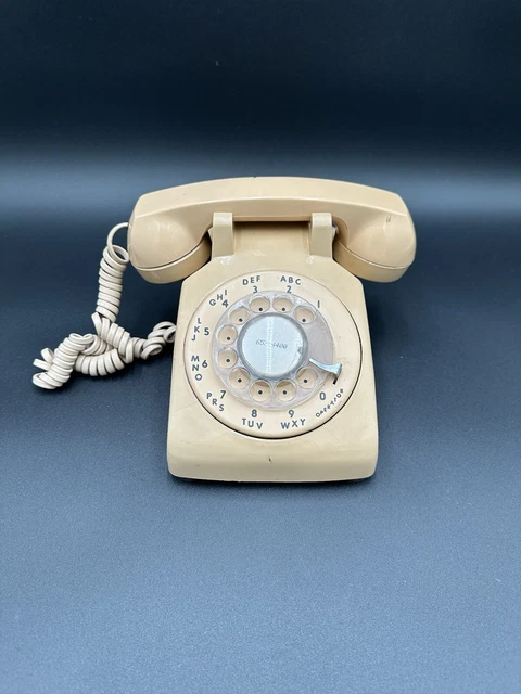VINTAGE BEIGE TAN Rotary Landline Phone ITT 1980s EUR 21,98 - PicClick IT
