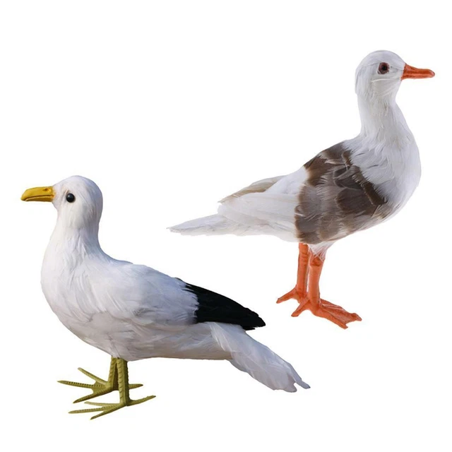2PCS FAKE ARTIFICIAL Seagull Bird Realistic Taxidermy Home Garden Decor ...