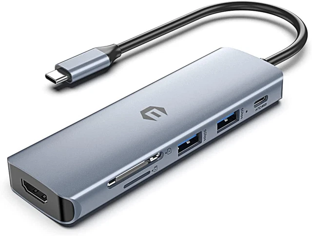 USB-C HUB 6-IN-1 Multiport Adapter 4K HDMI 100W PD USB 3.0 SD/TF Card ...