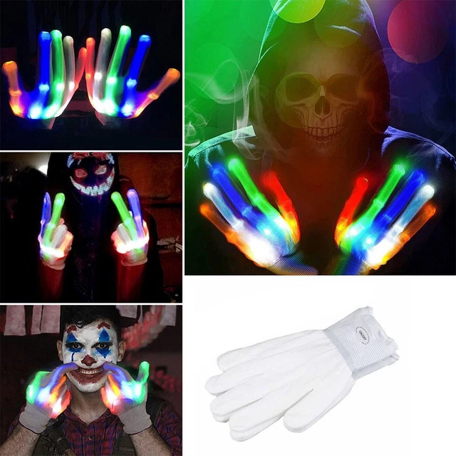 FLASHING LUMINESCENT PARTY Neon Lights Glowing Gloves Toys Colorful ...