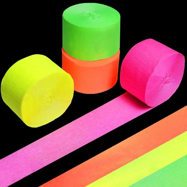 8 ROLLS FLUORESCENT Neon Crepe Paper UV Reactive Glow Streamers Party ...