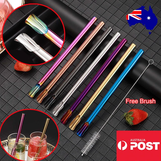 304 STAINLESS STEEL Drinking Straws Boba Spoon-straw Stroon Scoop ...