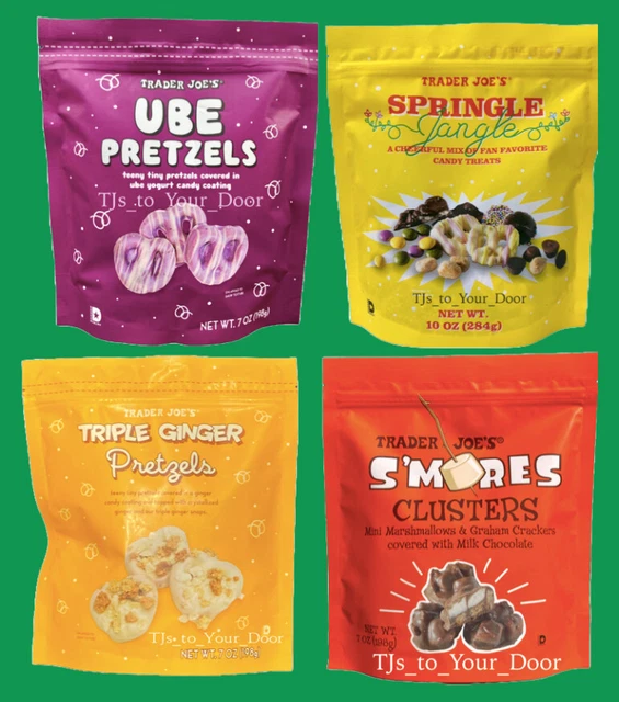 TRADER JOES VARIETY PACK - Ginger Pretzel, Ube Pretzel, Springle Jangle ...