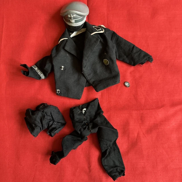 VINTAGE PALITOY ACTION Man LOT2 German Panzer Captain Cap Hat & Jacket ...