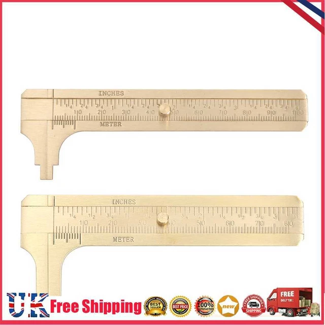 RETRO BRASS VERNIER Calipers Mini Dual-Scale Sliding Gauge Pocket ...