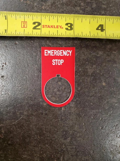 EMERGENCY STOP LABEL Plate Legend For 22mm E-Stop Switch Made in the ...