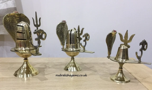 SHIVLING SHIV LINGAM Shiva Idol Statue Brass Naag Trishul Aum Om ...