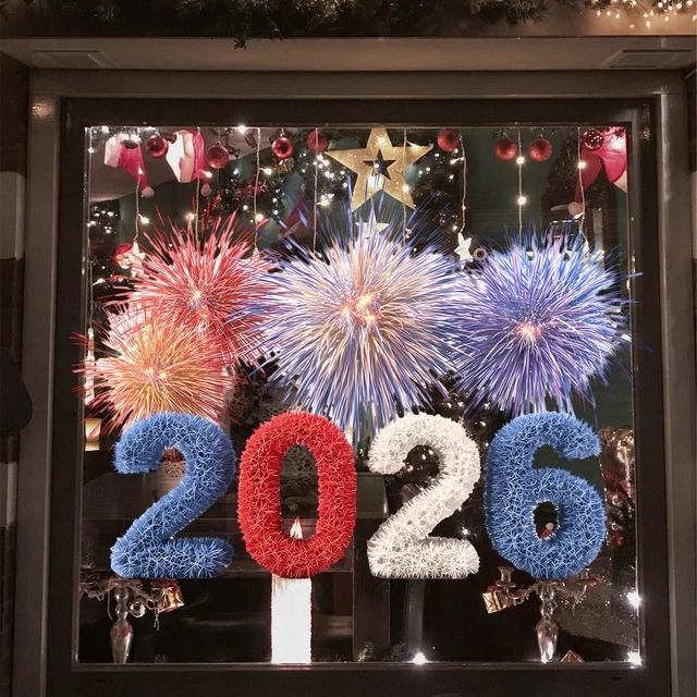 AUTOCOLLANT D??CALCOMANIE FEN??TRE color?? Nouvel An 2026 pour d ...