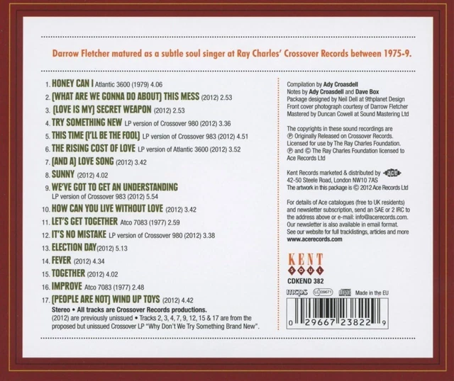 DARROW FLETCHER CROSSOVER Records: 1975-79 LA Soul Sessions (CD) Album ...