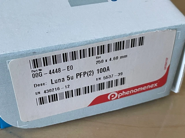 NEW HPLC COLUMN Phenomenex Luna PFP(2) 5u 250x4.6mm 00G-4448-E0 £260.53 ...