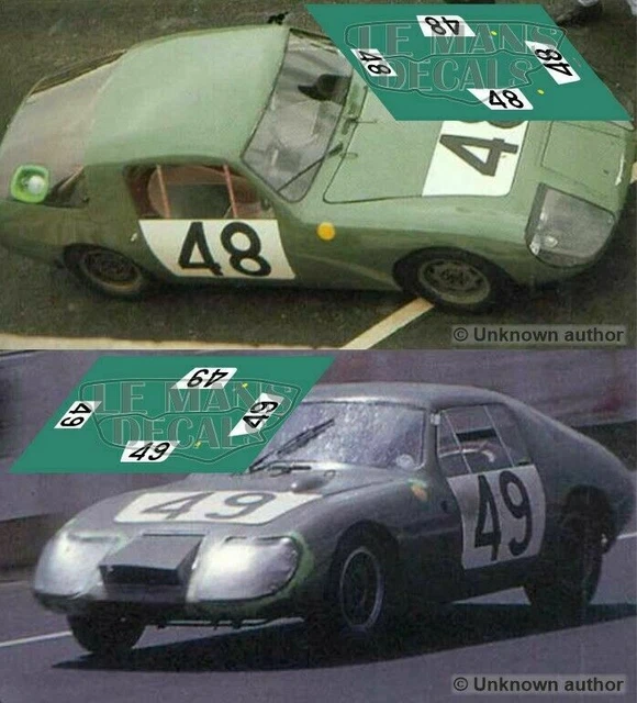 DÉCAL AUSTIN HEALEY Sprite LM Le Mans 1965 1:32 1:43 1:24 1:18 fente ...