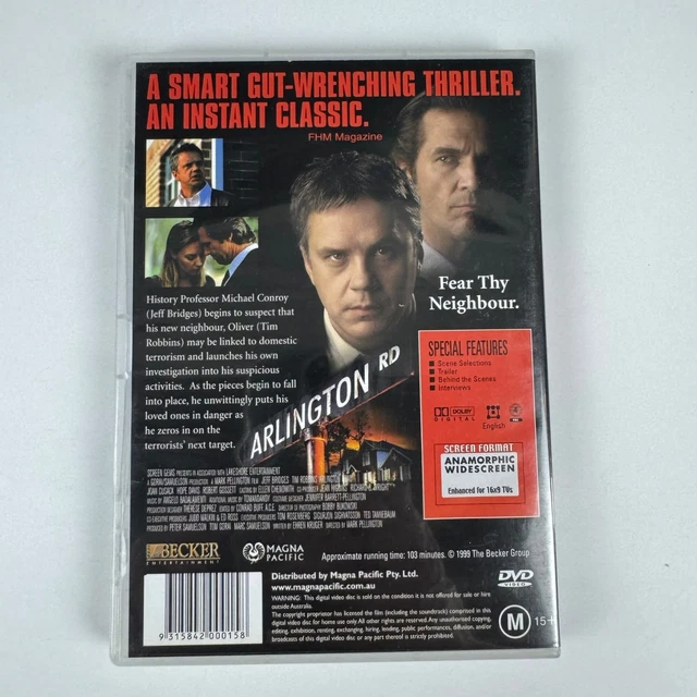 ARLINGTON ROAD (DVD 1999) Jeff Bridges Tim Robbins Hope Davis Region 4 ...
