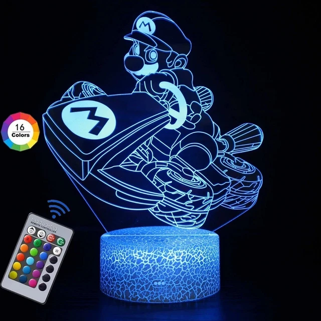 SUPER MARIO BROS Racing NIGHT LIGHT 3D Illumination Color Touch ...