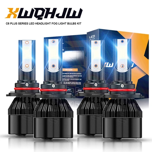 4× LED HEADLIGHT Bulbs 9005 9006 6000K White Combo COB High/Low Beam ...