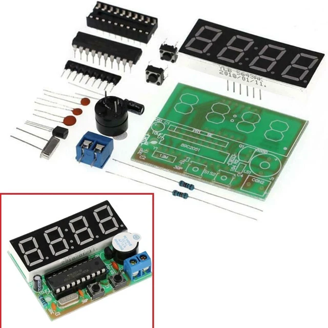 KIT HORLOGE NUMÉRIQUE 4 bits AT89C2051 à faire soi-même avec interface ...