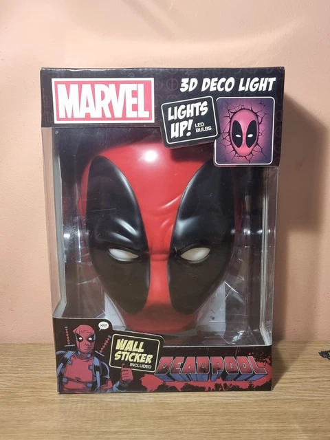 MARVEL 3D FX Deco LED Night Light Deadpool Mask Design Wall Mounted £36 ...