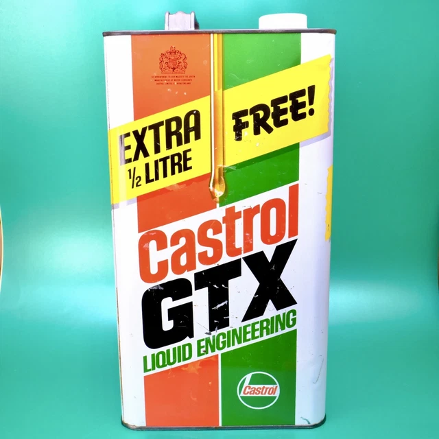 VINTAGE CASTROL GTX Motor Oil Can Tin 1/2 Litre Free Liquid Engineering ...