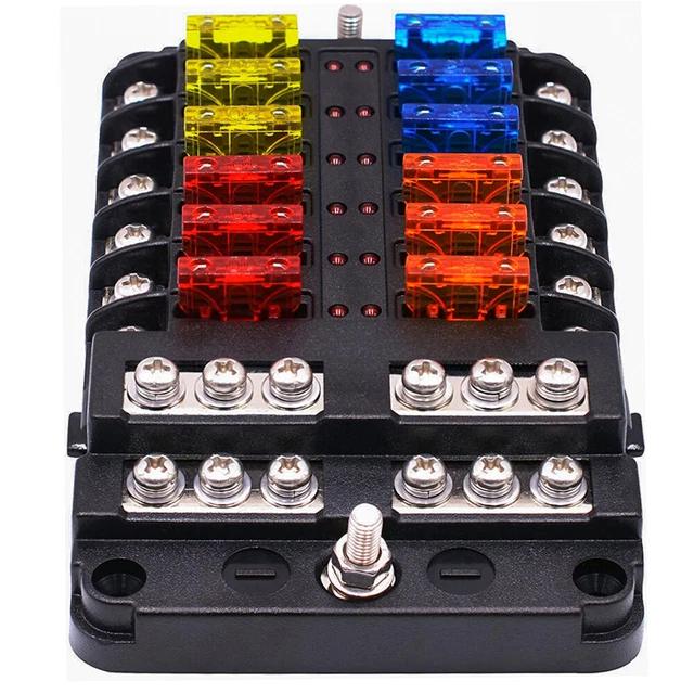 CAR FUSE BOX 12 Way For Standard Blade Fuses Holder Marine Bus Bar ...