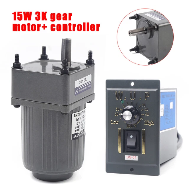 110V AC GEAR Motor Electric + Variable Speed Controller 1:3 0-450 RPM ...