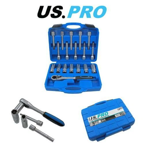 US PRO TOOLS 18pc Shock Absorber Strut Nut Go-thru Socket Set & Ratchet ...