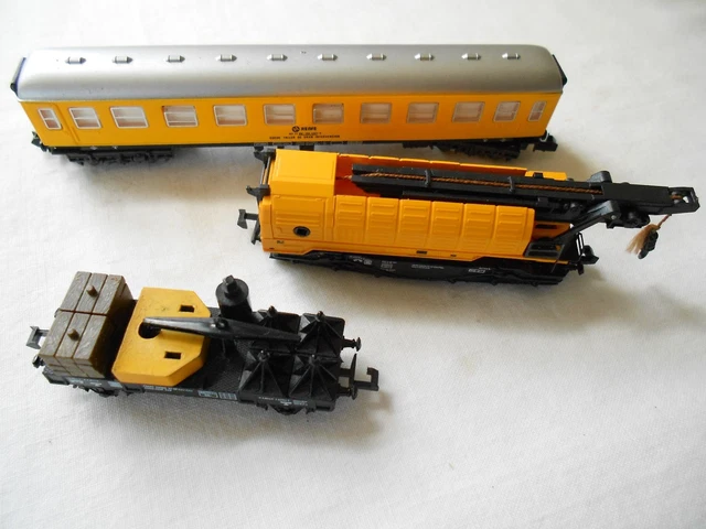 N GAUGE IBERTREN crane with support wagon and coach, 472, Network Rail ...