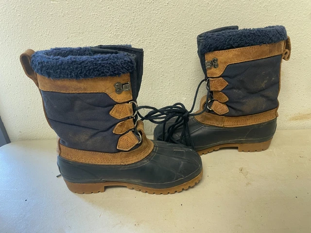 EDDIE BAUER 7551 Navy Blue Leather Lace Up Winter Snow Duck Boots Men's ...