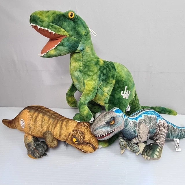 JURASSIC WORLD X 3 Plush Dinosaurs T-Rex Velociraptor Stuff Animal Toy ...