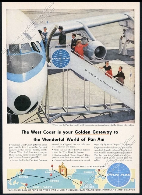 1959 PAN AM airlines stewardess plane airport stair photo vtg travel ...