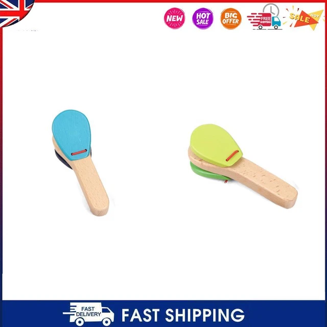 WOODEN CASTANET CLAPPER Orff Clapping Board for Kids Children Toy (Blue ...