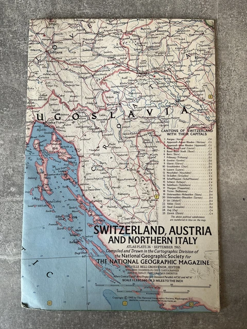NATIONAL GEOGRAPHIC MAP Of Switzerland, Austria and Northern Italy ...