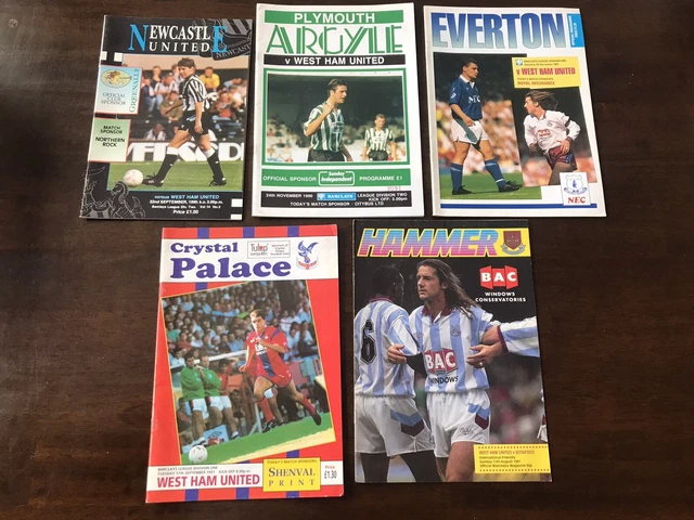 WEST HAM UNITED Away Football Programmes 1990s Vintage Rare Small ...