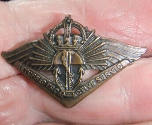WW2 RAAF RETURNED from Active Service Badge GENUINE Royal Australian ...