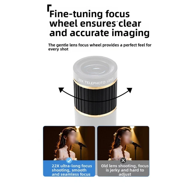 METAL 22X TELEPHOTO Lens for Iphone17 Pro Max Phone Clip Handheld Stand ...