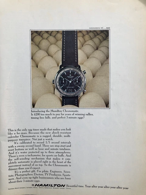VINTAGE 1969 HAMILTON Chronomatic watch original ad $5.25 - PicClick