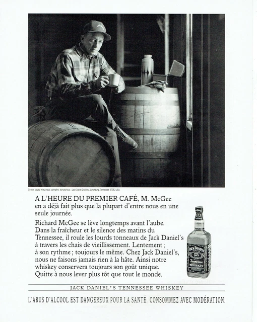 PUBLICITÉ ADVERTISING 0322 1994 whisky Jack Daniel's Mr Mc Gee 1° café ...