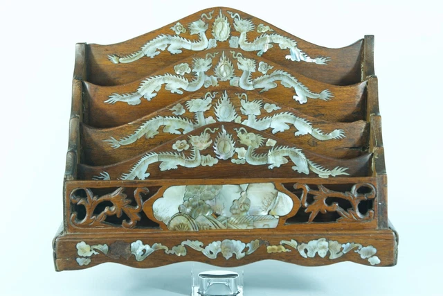 ANCIENNE BOITE PORTE courrier lettre Indochine Nacre Chauve souris ...