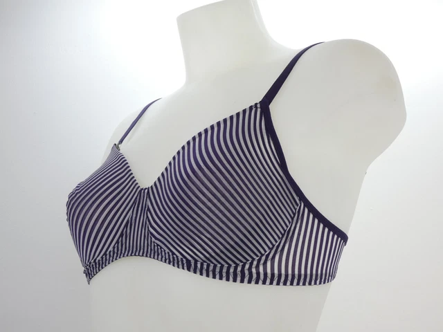FULL COVERAGE BRA Underwired 34C Enamor Striped Navy Blue Lingerie BNWT ...