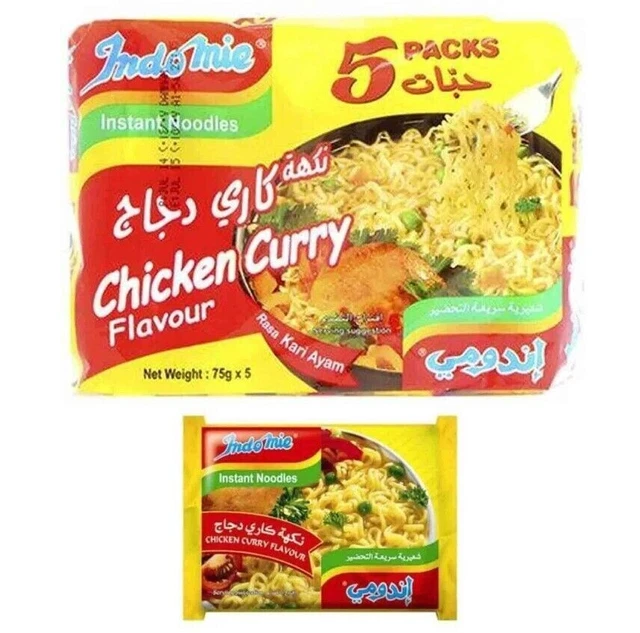 5 PACKET X INDOMIE Instant Noodles Chicken Curry Flavor نودلز بنكهة ...