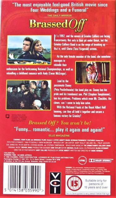 BRASSED OFF - Ewan McGregor - Pete Postlethwaite - VHS Comedy drama £1. ...