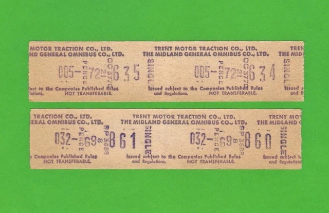 TRENT MOTOR TRACTION / Midland General - 2 Pairs of Setright Bus ...
