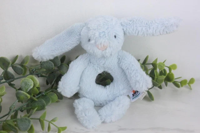 JELLYCAT BLUE BASHFUL Bunny Plush Soft Toy Rattle £10.00 - PicClick UK