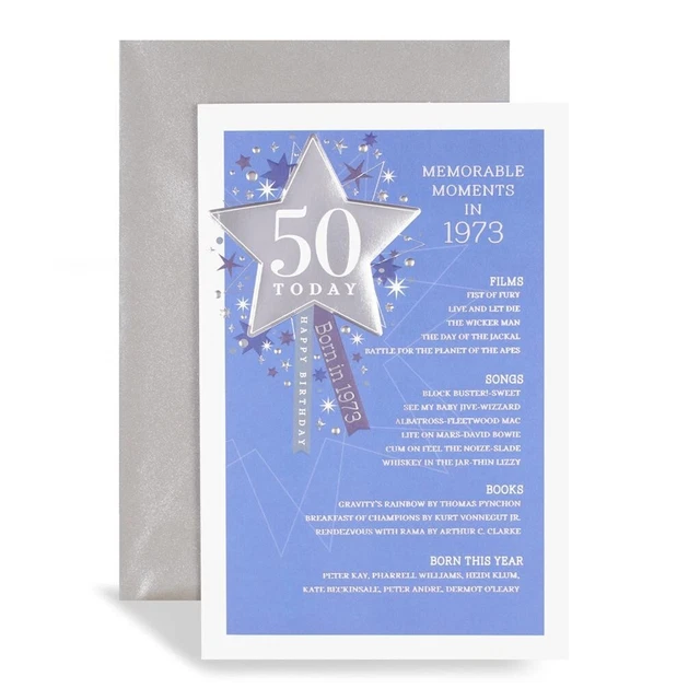 2023 50TH BIRTHDAY Card - Year You Were Born In 1973 - SIZE 9"X6" - Age ...