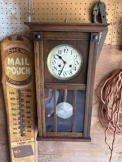 8 DAY ANTIQUE Wall Clock German Pendulum Runs All Glass Intact - Very ...
