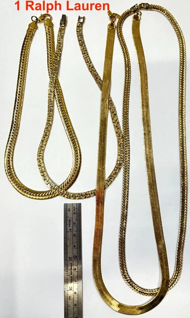 VINTAGE MOD GOLD Tone Chains Necklaces Lot RALPH LAUREN AVON MONET ...