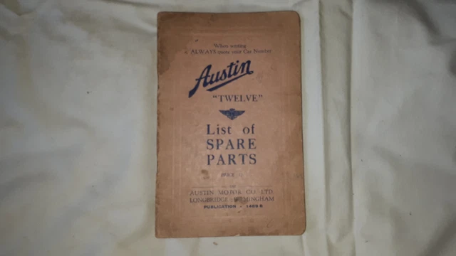 AUSTIN TWELVE 12 original ILLUSTRATED Spare Parts List 1936 Pub. No ...