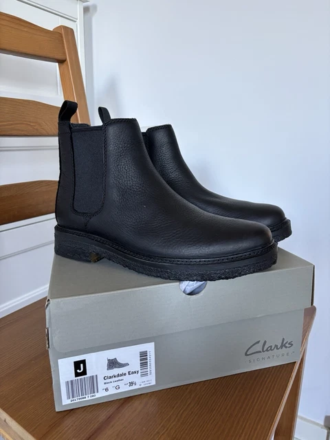 CLARKS SIGNATURE EASY Clarkdale Chelsea Boots Black Leather Size 6uk ...
