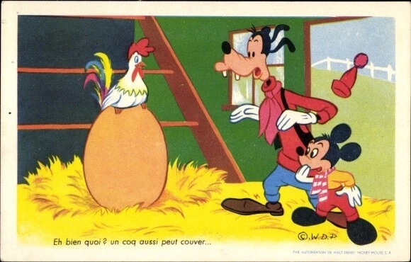 Artist Ak Walt Disney Comic Mickey Mouse Goofy Chicken On A 3943105 £522 Picclick Uk