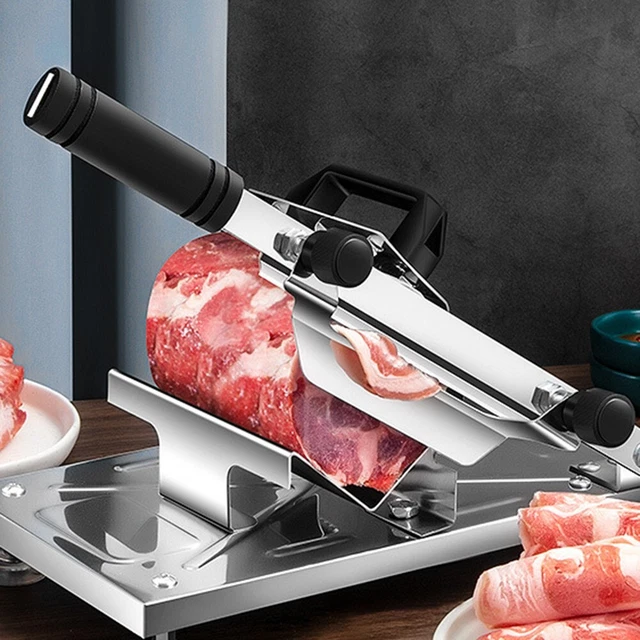 EFFORTLESS SLICING STAINLESS Steel Manual Meat Slicer Beef Mutton Roll ...