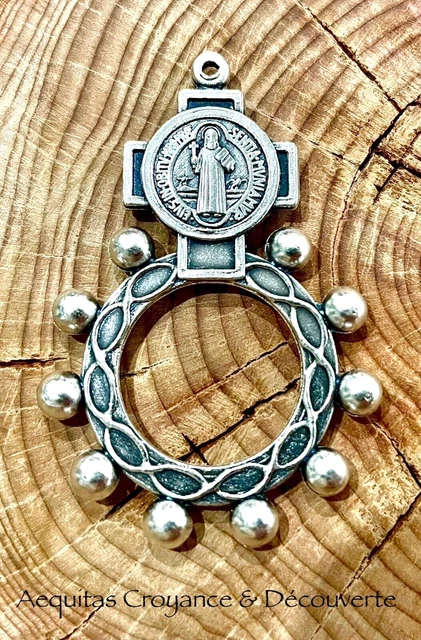 BAGUE DIZAINIER SCOUT + St Benoît Métal / Scout + St Benedict Decade ...