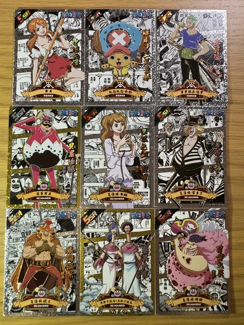 ONE PIECE SET of 9 Premium Foiled Collectible Anime Holo SSR Cards ...